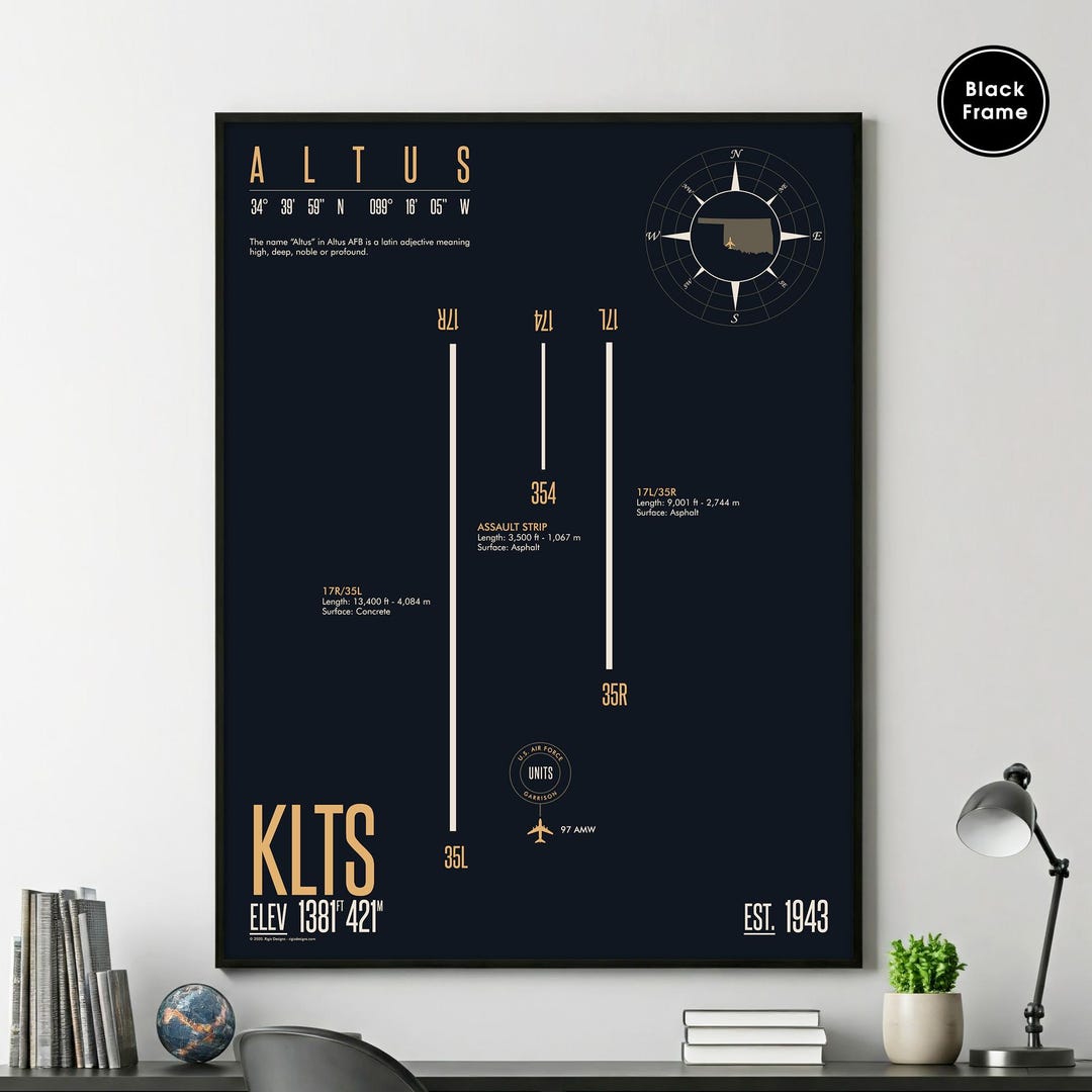 Altus Air Force Base Print, Military Airfield Runway Map - Etsy