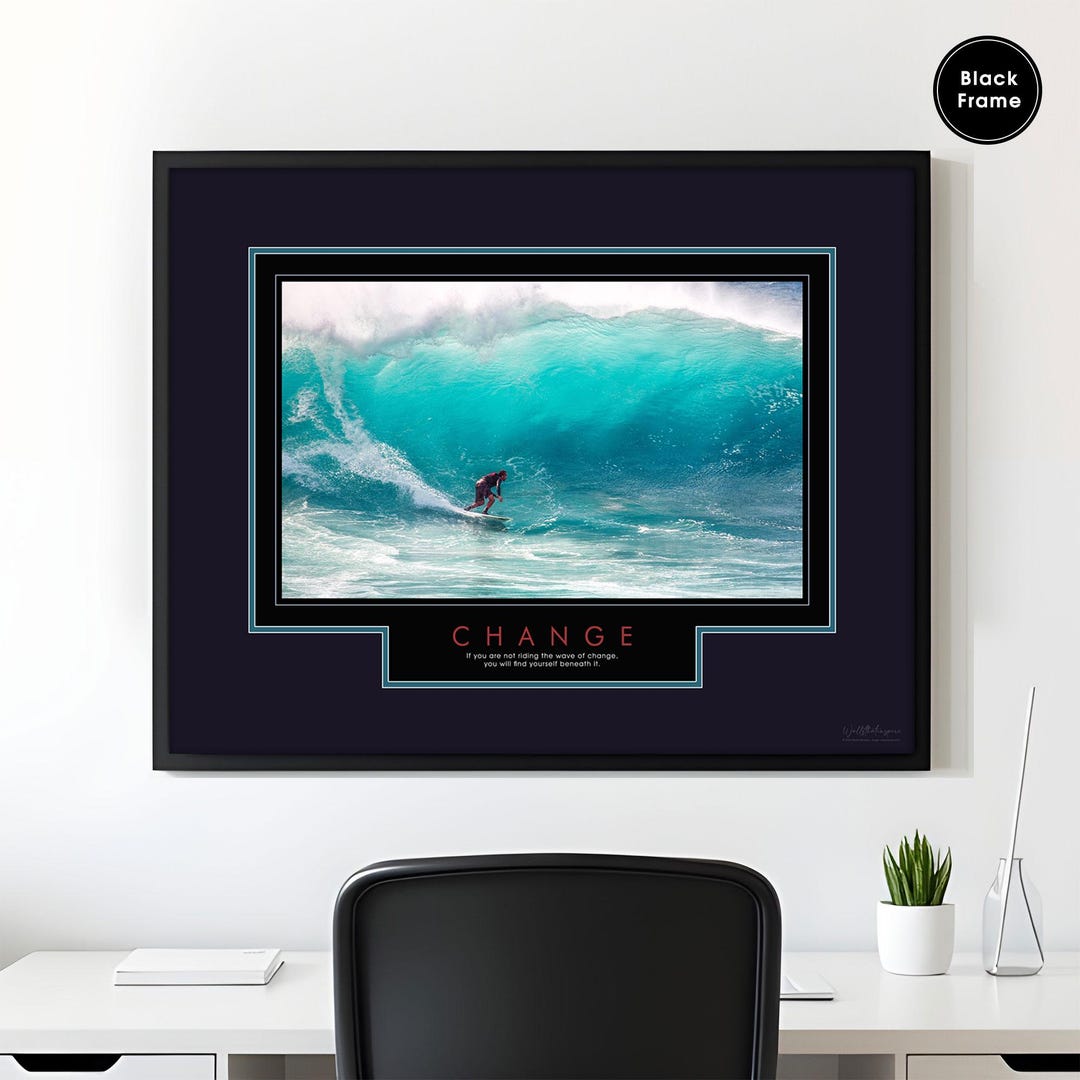 Change Motivational Poster, Surfing Wave Art, Office Wall Decor - Etsy
