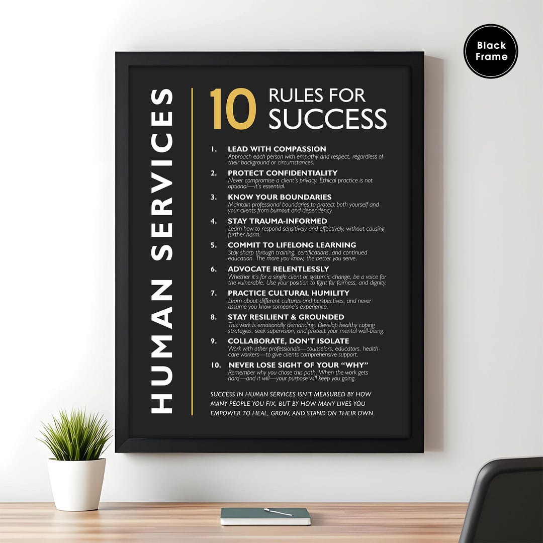 Human Services Rules for Success Poster, Social Worker Gift - Etsy