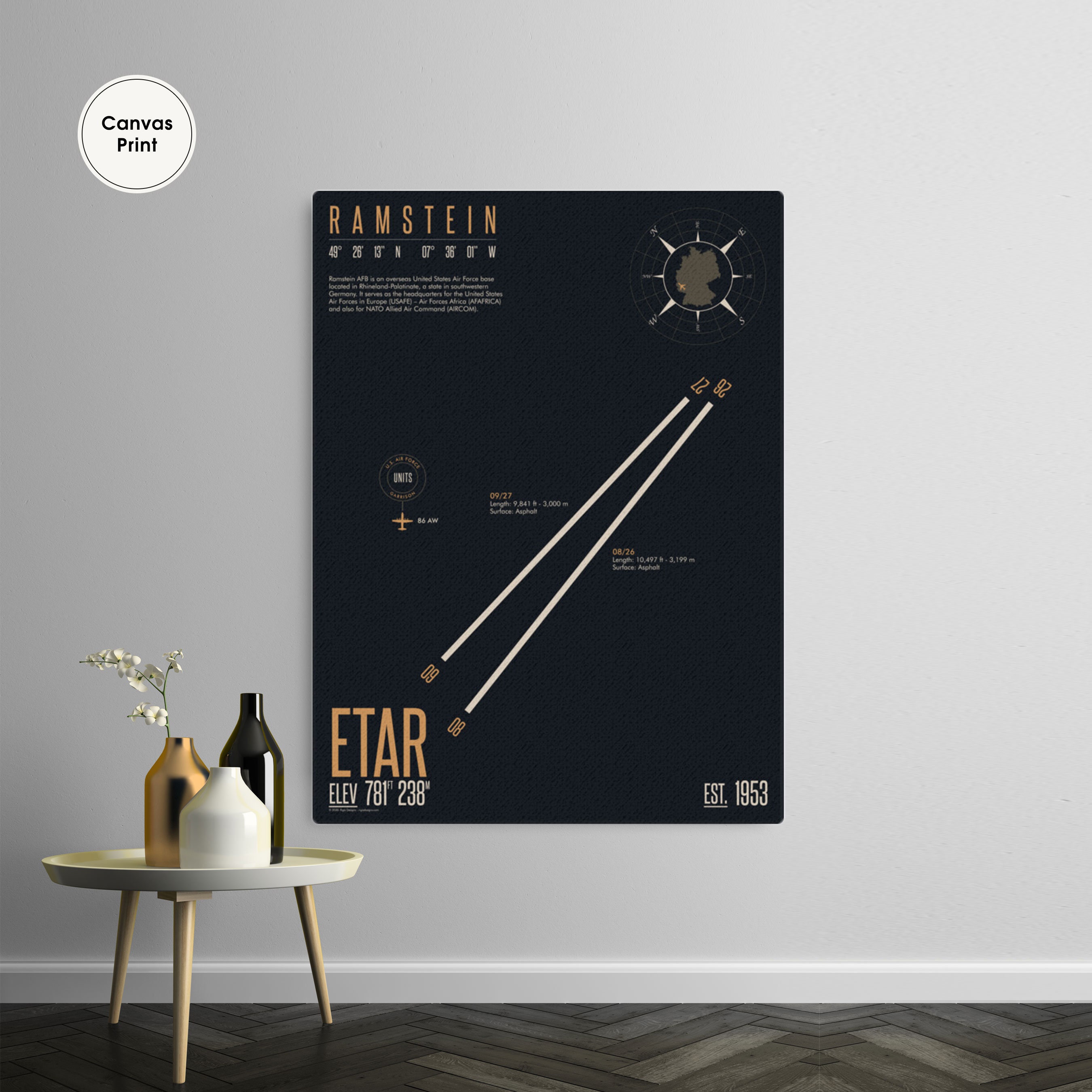 Ramstein Air Force Base, ETAR Military Airfield, Military Runway Print ...