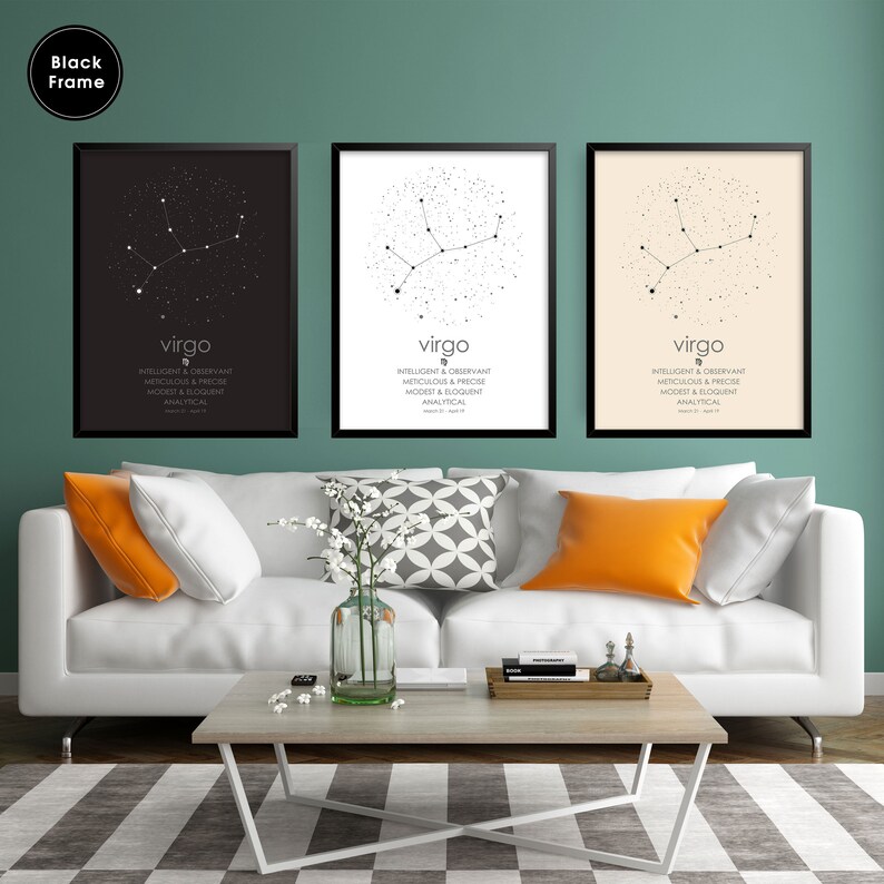 Virgo, Virgo Poster, Zodiac Signs, Constellation Map, Custom ...