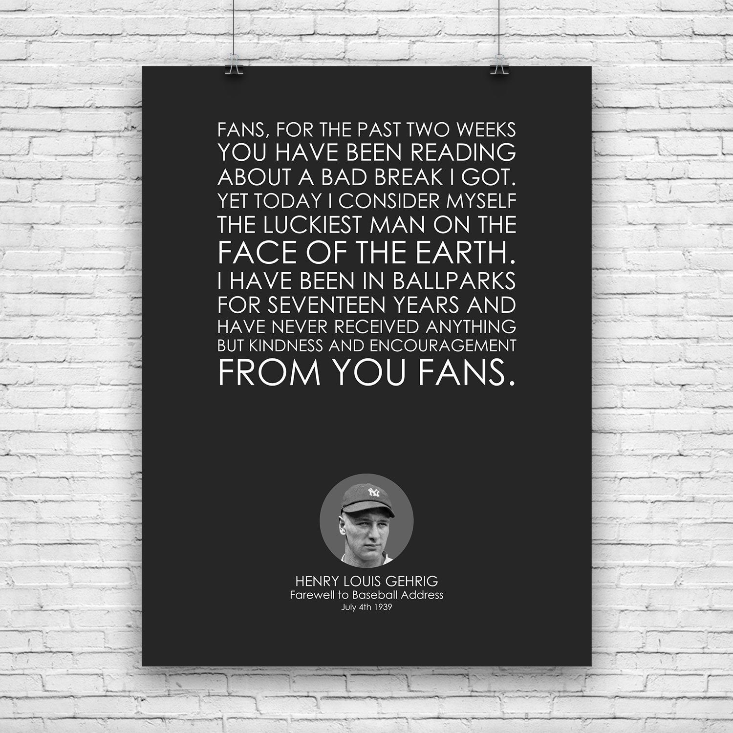 Lou Gehrig Farewell Speech Text