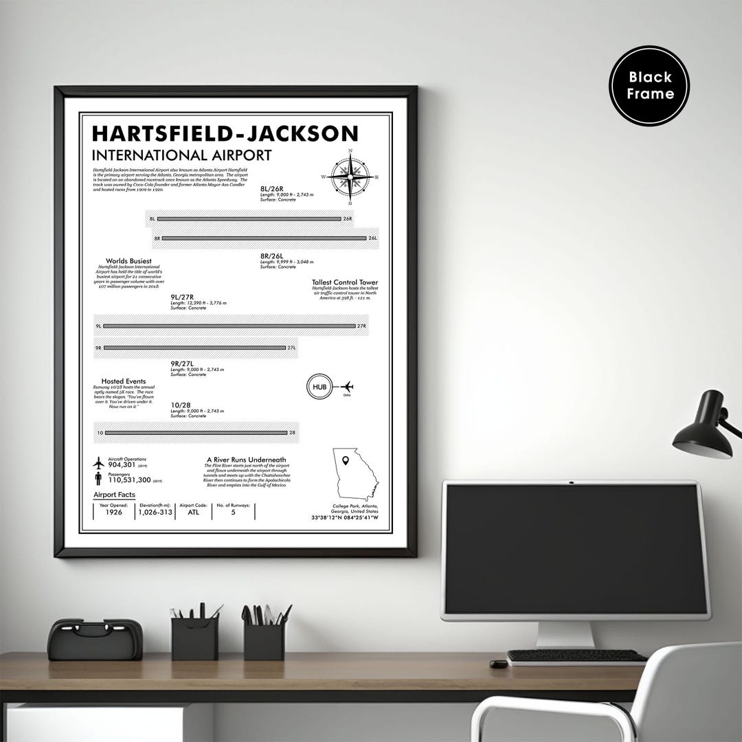 ATL, Hartsfield Jackson Airport, Airport Map Art, Airport Code Art ...