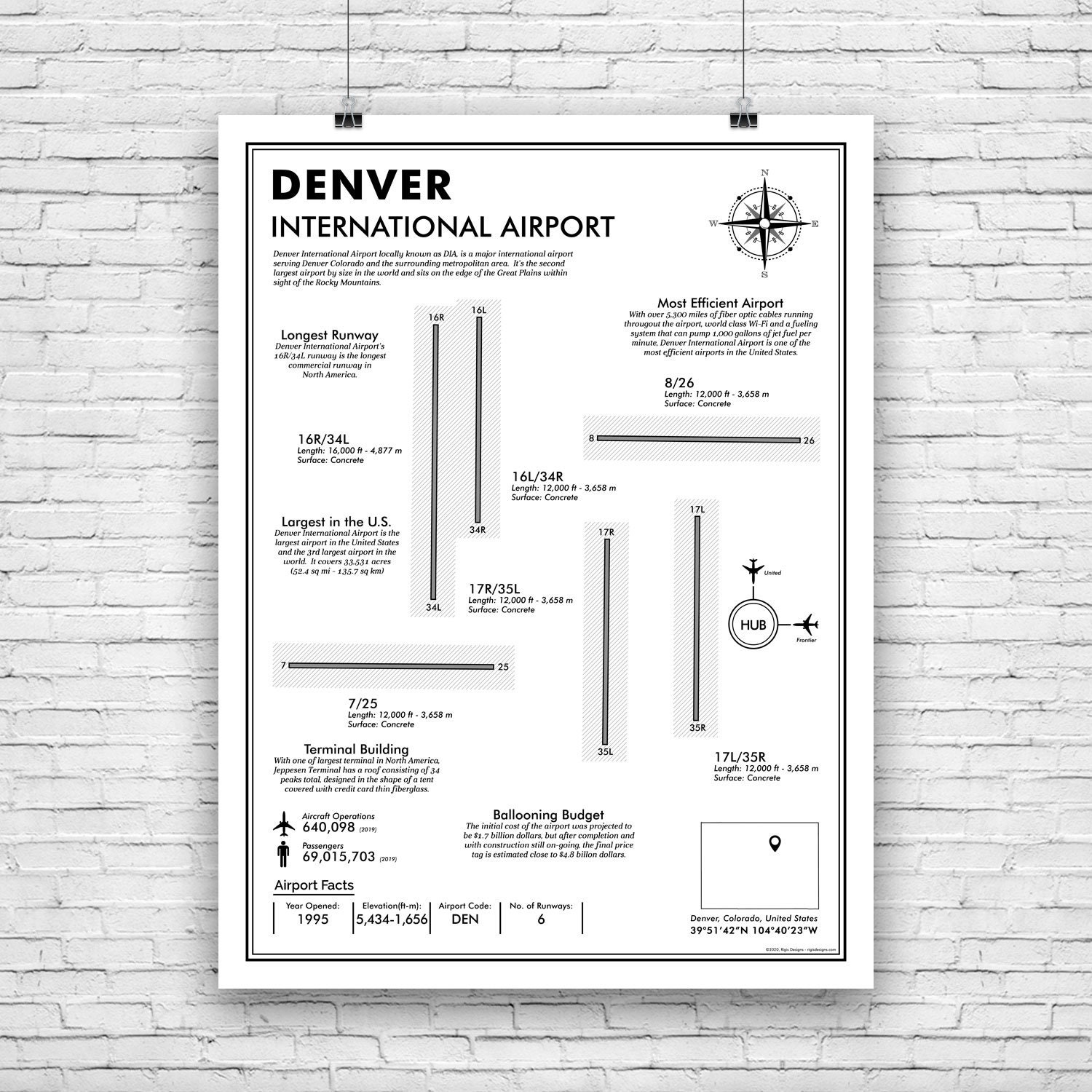 DEN, Denver International Airport, Airport Map Art, Airport Code Art ...