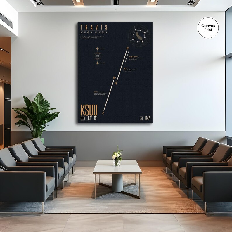 Travis Air Force Base (KSUU) Runway Map Print - Etsy