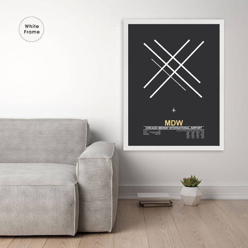 Midway International Airport, MDW, Airport Map Art, Airport Code Art ...