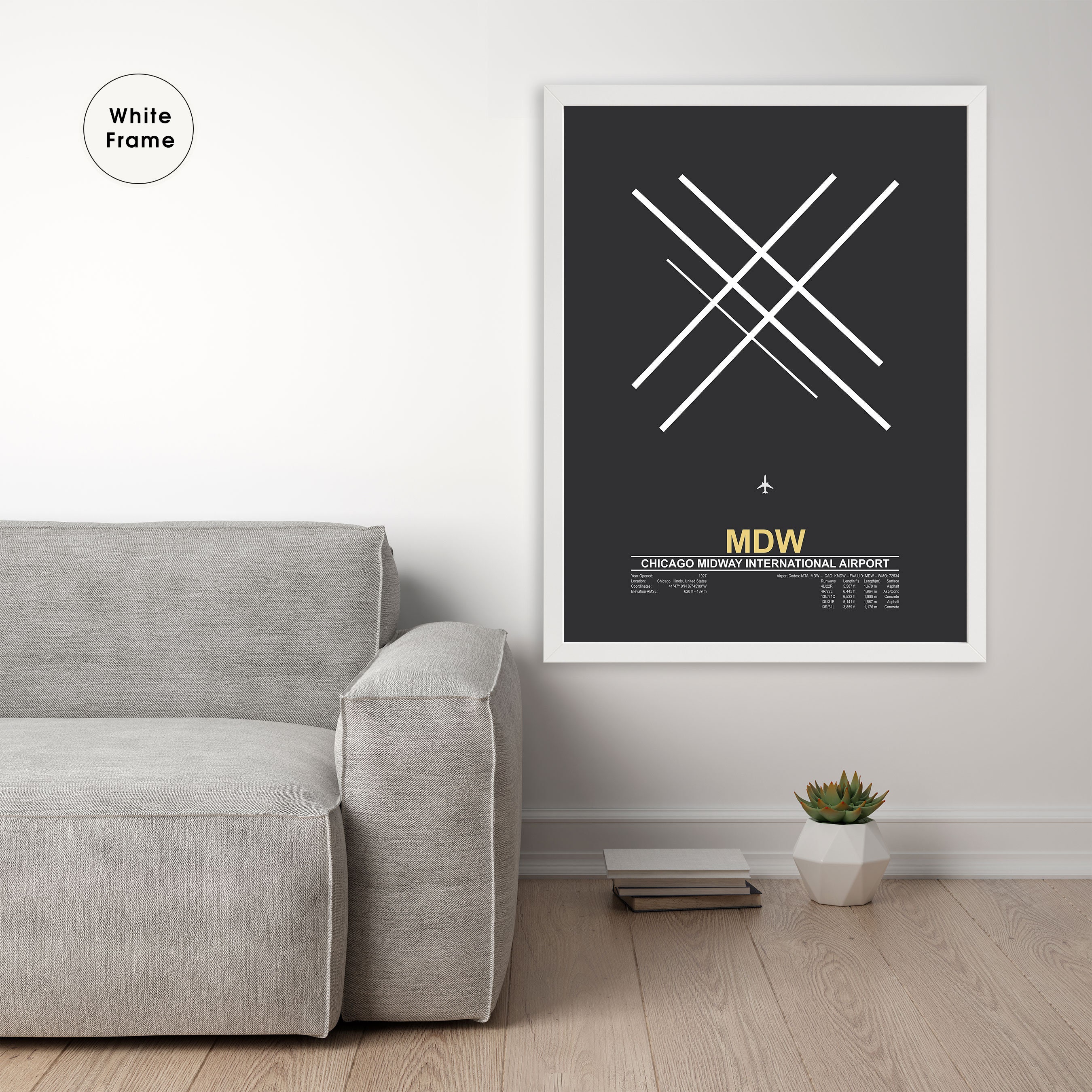 Midway International Airport, MDW, Airport Map Art, Airport Code Art ...