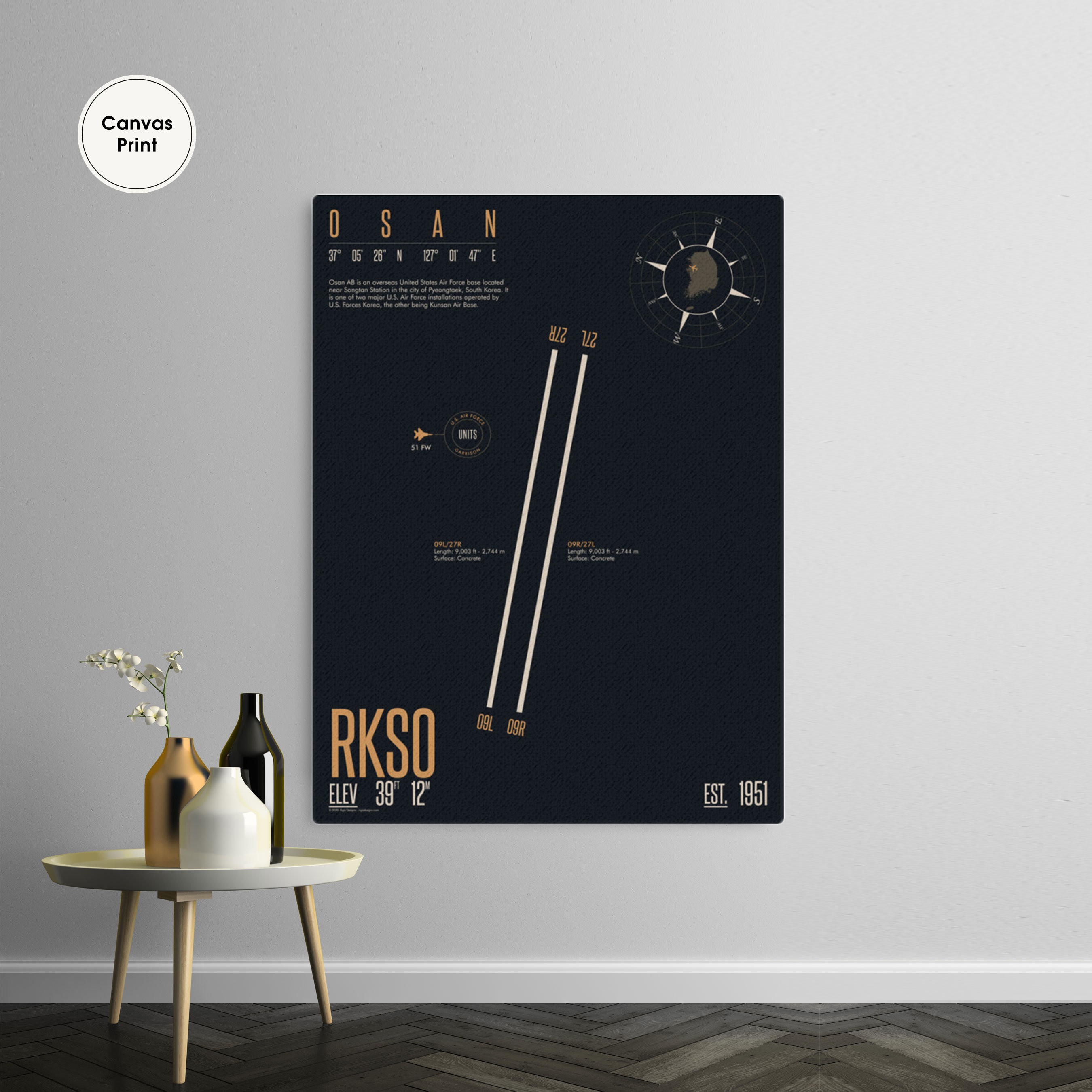 Osan Air Force Base RKSO, Military Airfield, Military Runway Print, Air ...