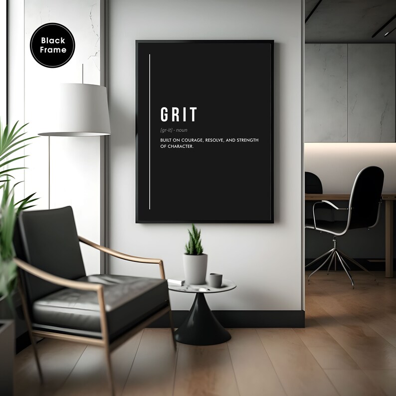 Grit Definition Poster, Motivational Wall Art, Motivational Office Wall ...