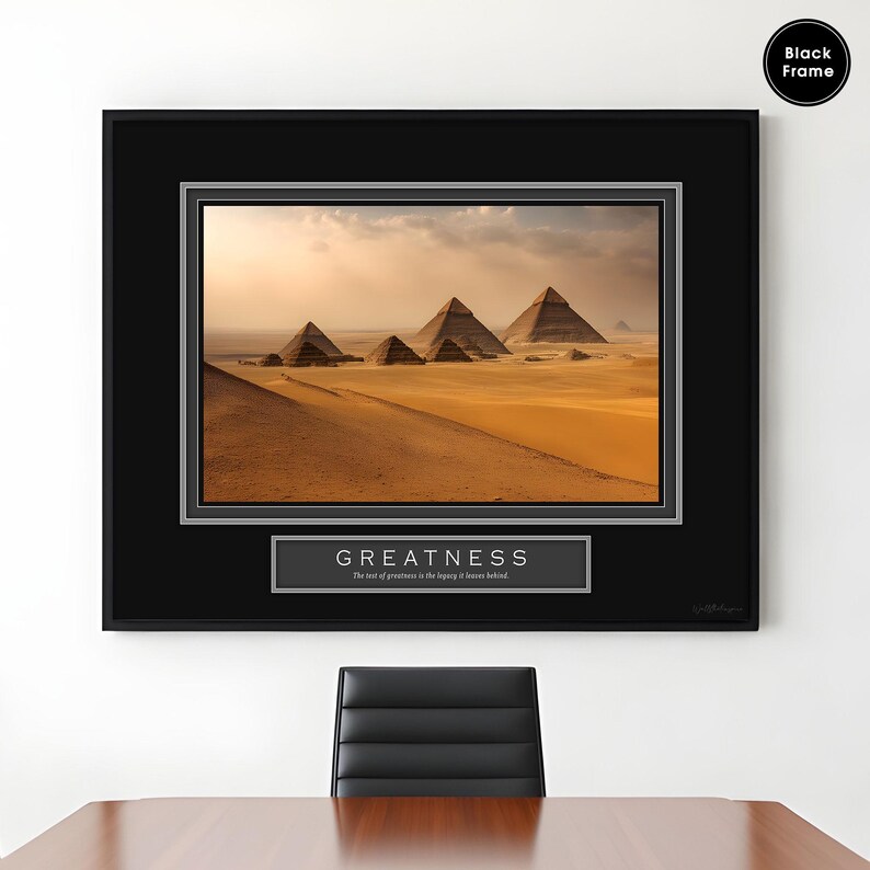 Greatness Motivational Poster, Egyptian Pyramid Art, Office Wall Decor ...