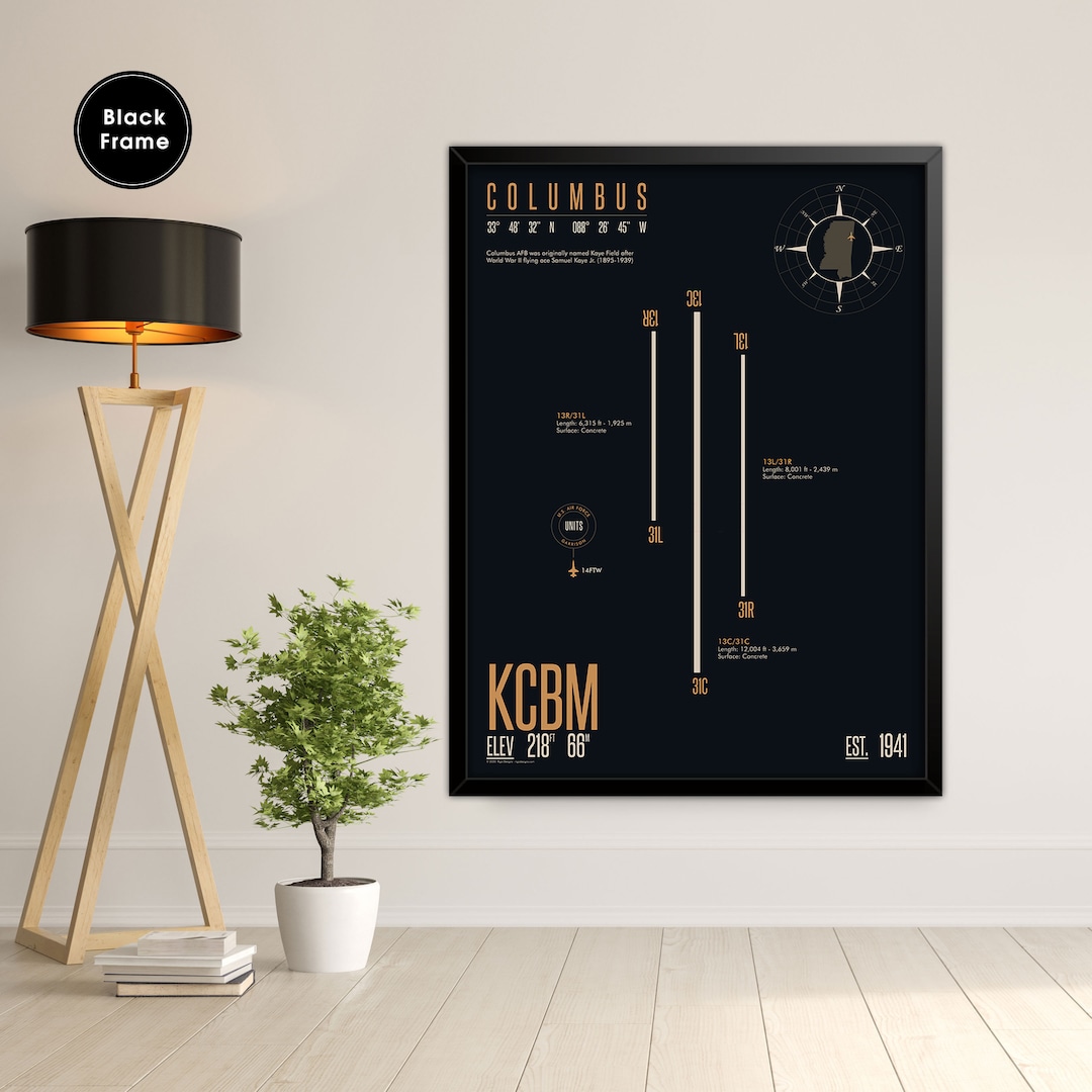 Columbus Air Force Base KCBM, Military Airfield, Military Runway Print ...