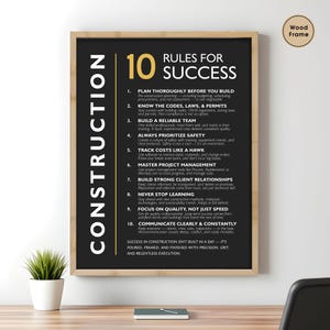 Construction Rules for Success Poster, Office Motivation Wall Art - Etsy