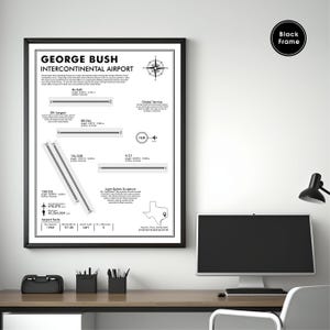 IAH, George Bush Intercontinental Airport, Airport Map Art, Airport ...