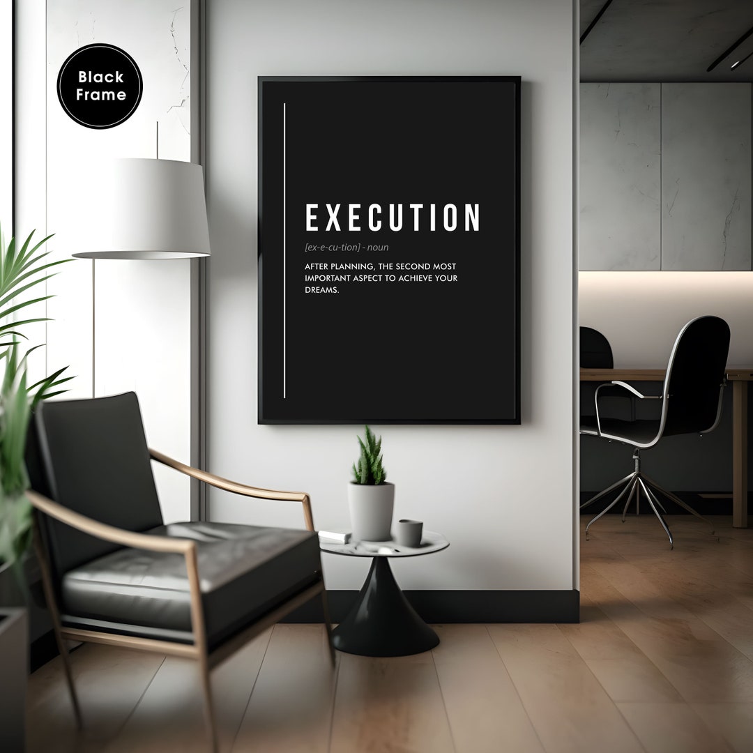 Execution Definition Poster, Motivational Wall Art, Motivational Office ...