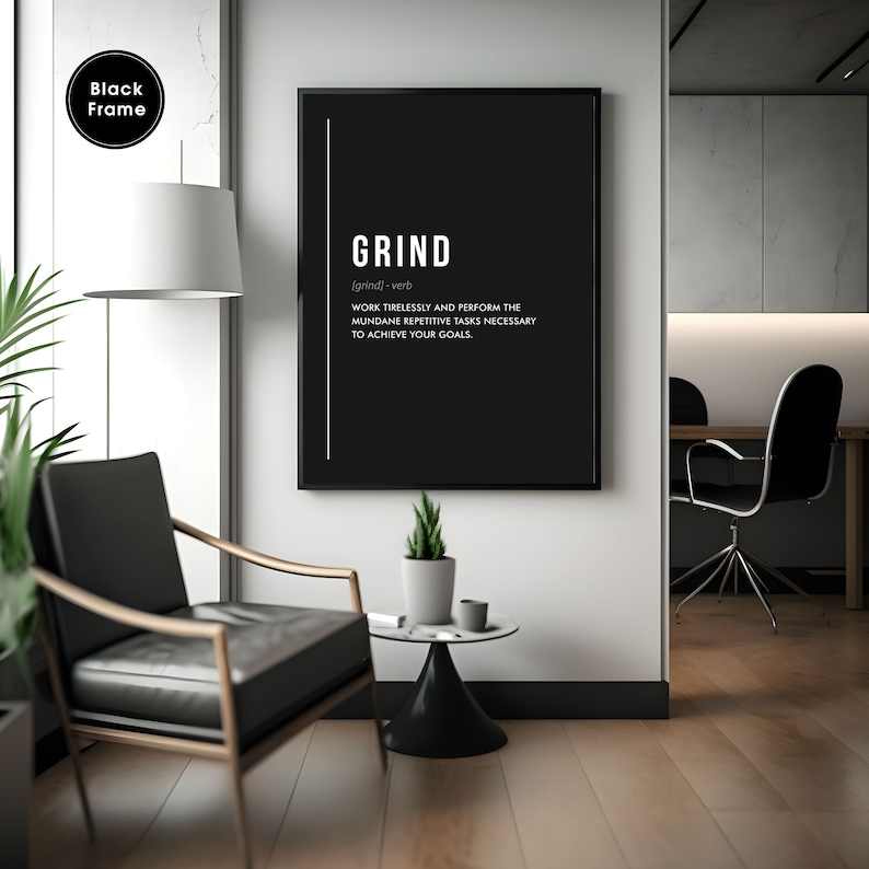 Grind Definition Poster, Motivational Office Wall Art - Etsy