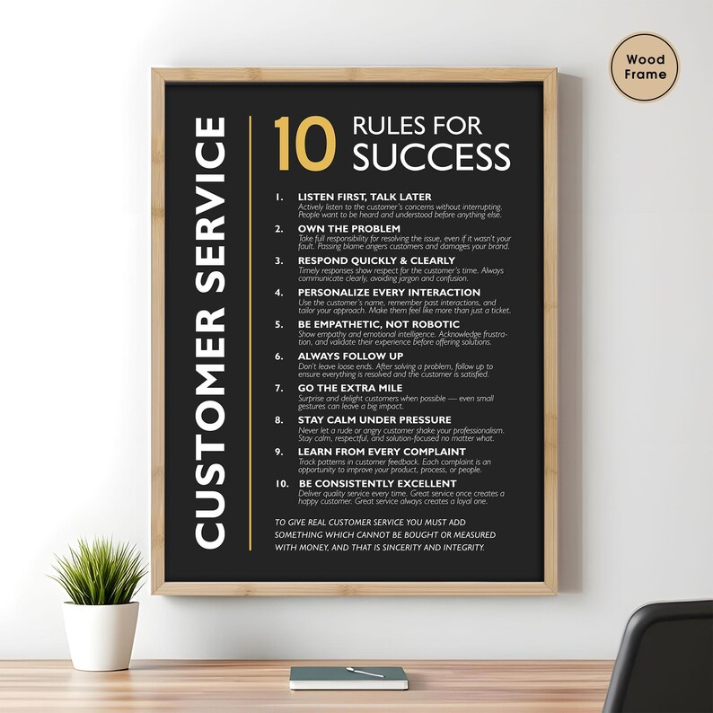 Customer Service Rules Poster, Motivational Office Wall Art - Etsy