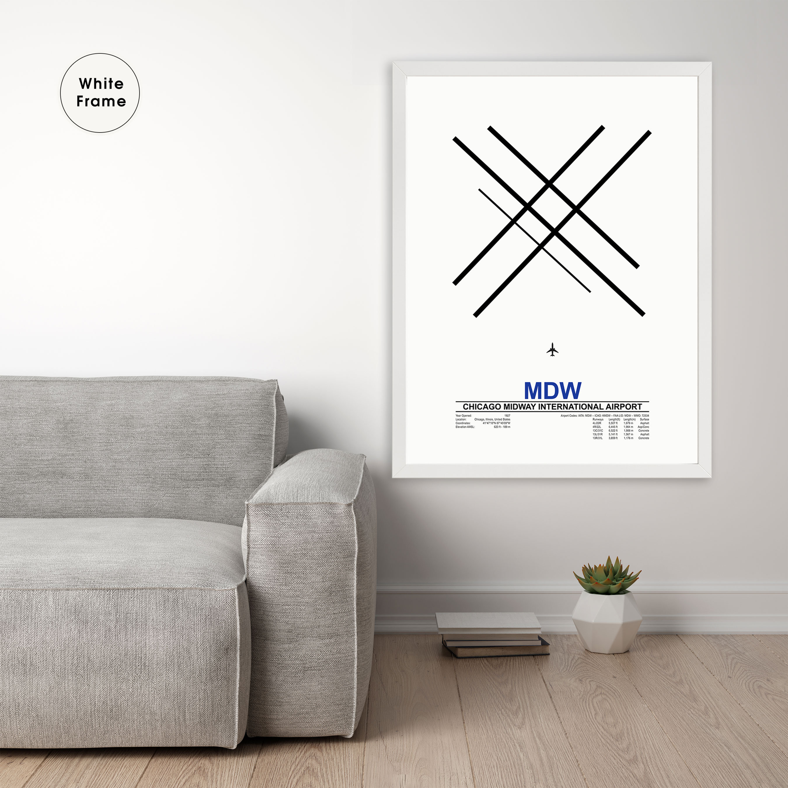 Midway International Airport, MDW, Airport Map Art, Airport Code Art ...