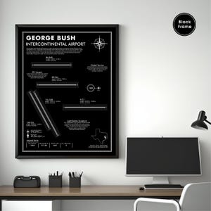 IAH, George Bush Intercontinental Airport, Airport Map Art, Airport ...