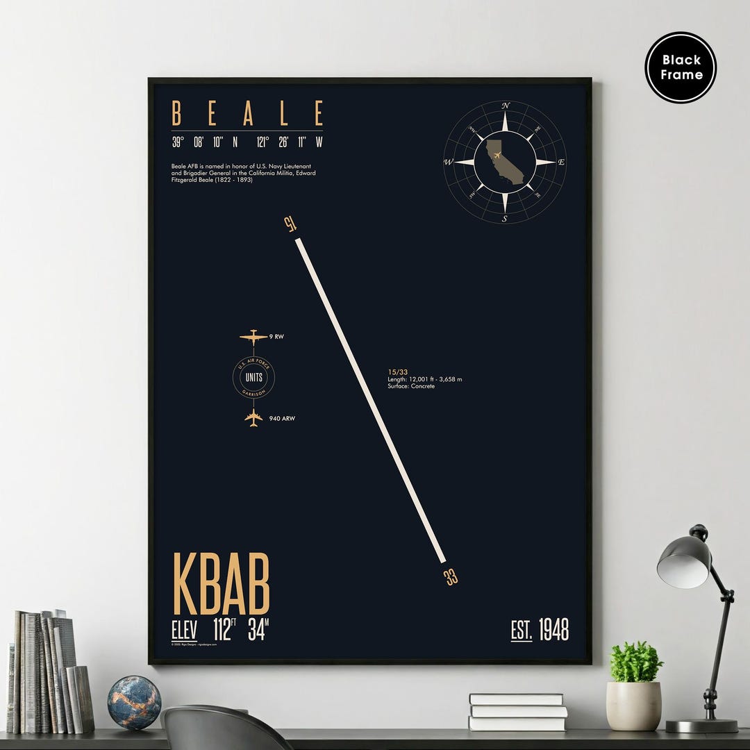 Beale Air Force Base Runway Map Print, KBAB Military Art - Etsy