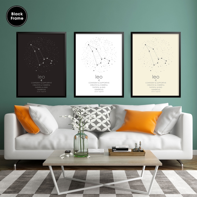 Leo, Leo Poster, Zodiac Signs, Constellation Map, Custom Constellation ...