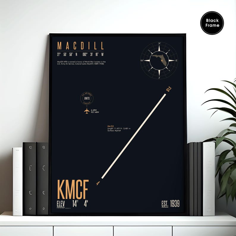 Macdill Air Force Base Runway Map Art Print - Etsy