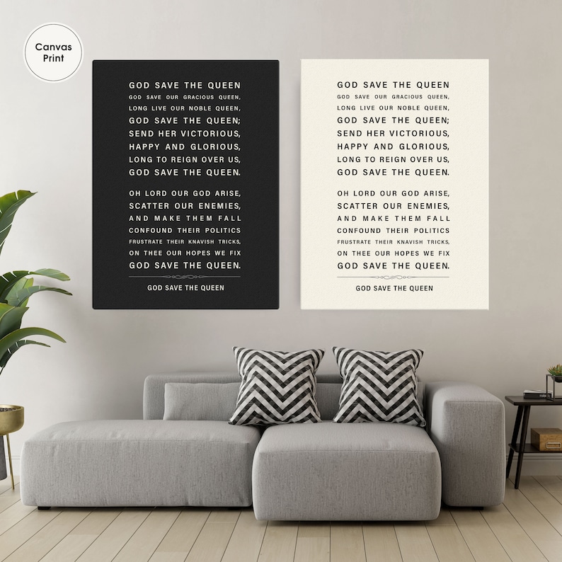 United Kingdom National Anthem Poster, UK Wall Art, God Save the King ...