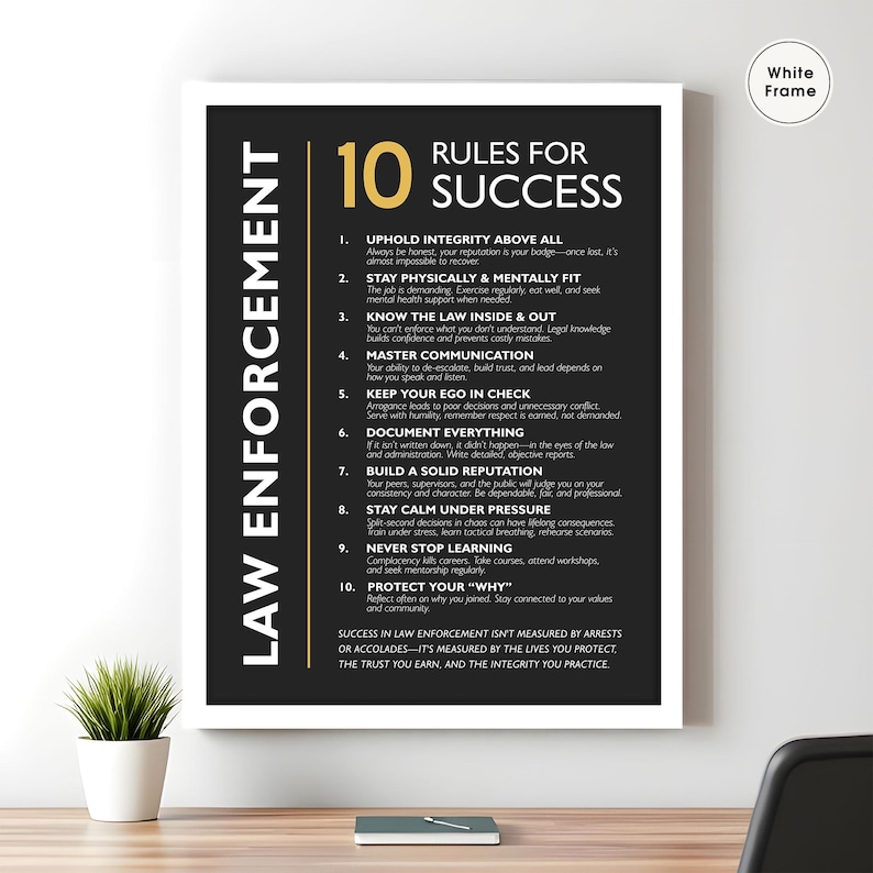 Law Enforcement Rules for Success Motivational Poster, Police Office ...