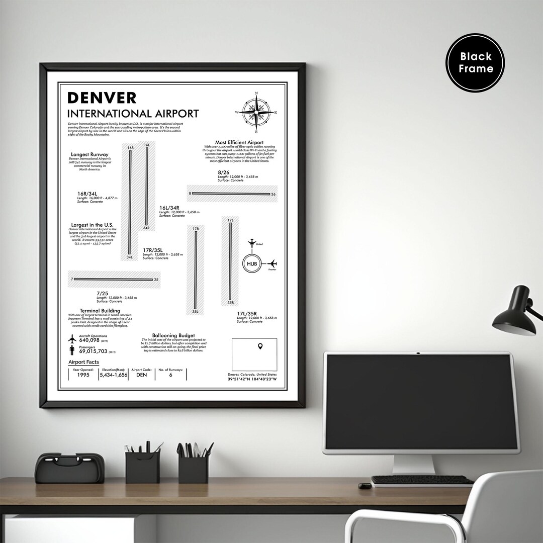 DEN, Denver International Airport, Airport Map Art, Airport Code Art ...