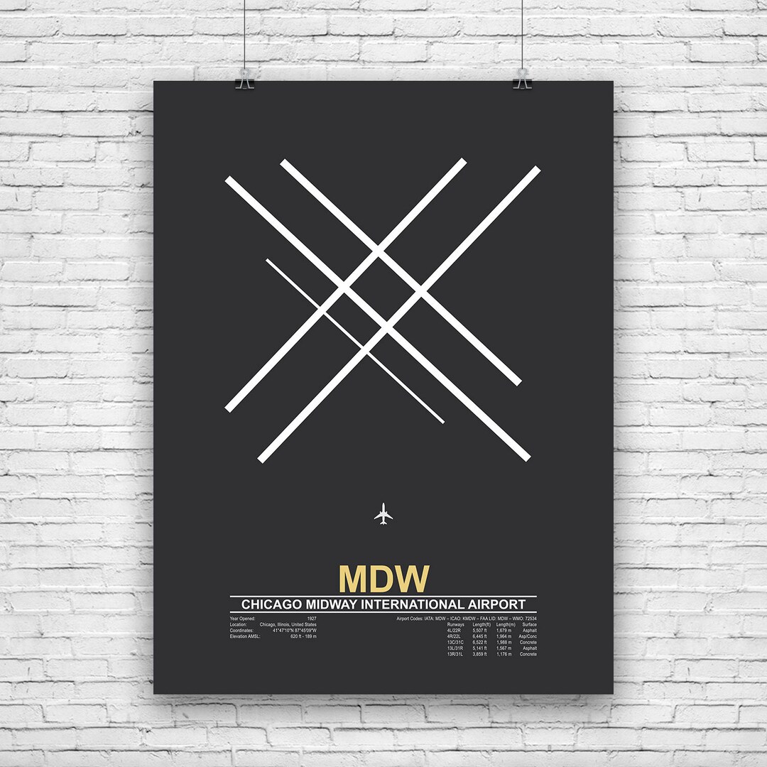 Midway International Airport MDW Airport Runway Map - Etsy