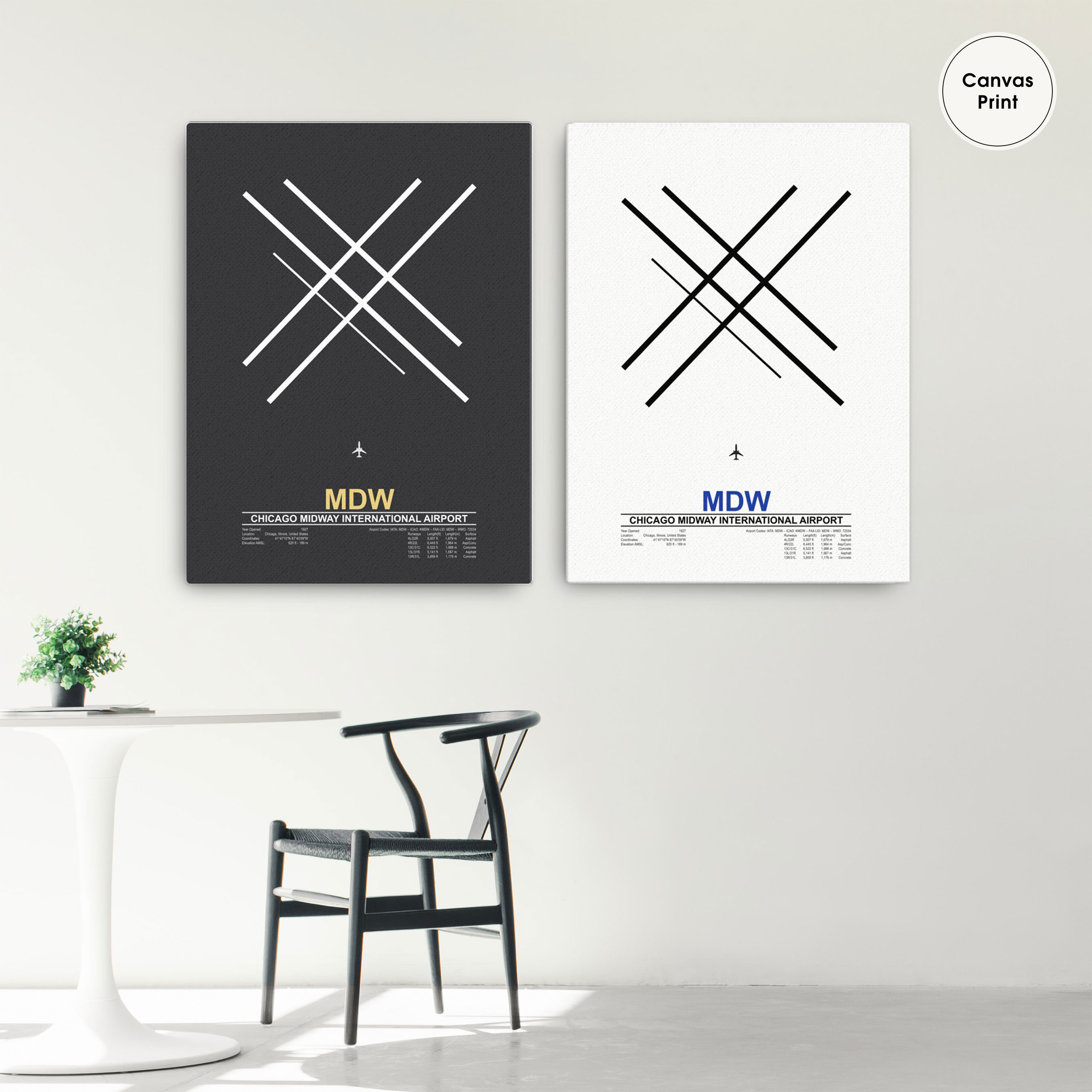 Midway International Airport, MDW, Airport Map Art, Airport Code Art ...