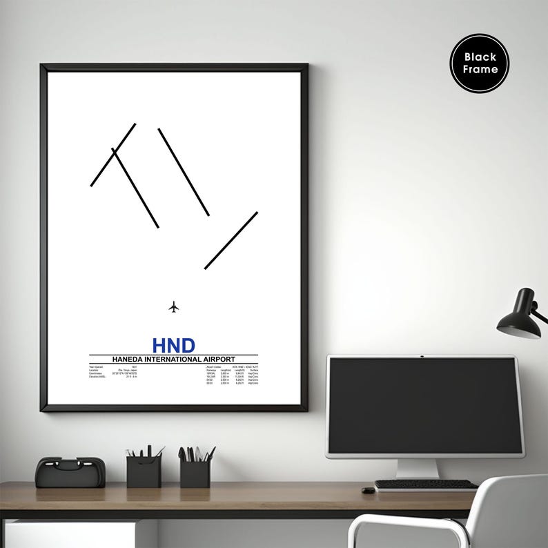 Haneda Airport (HND) Map Art Print - Etsy