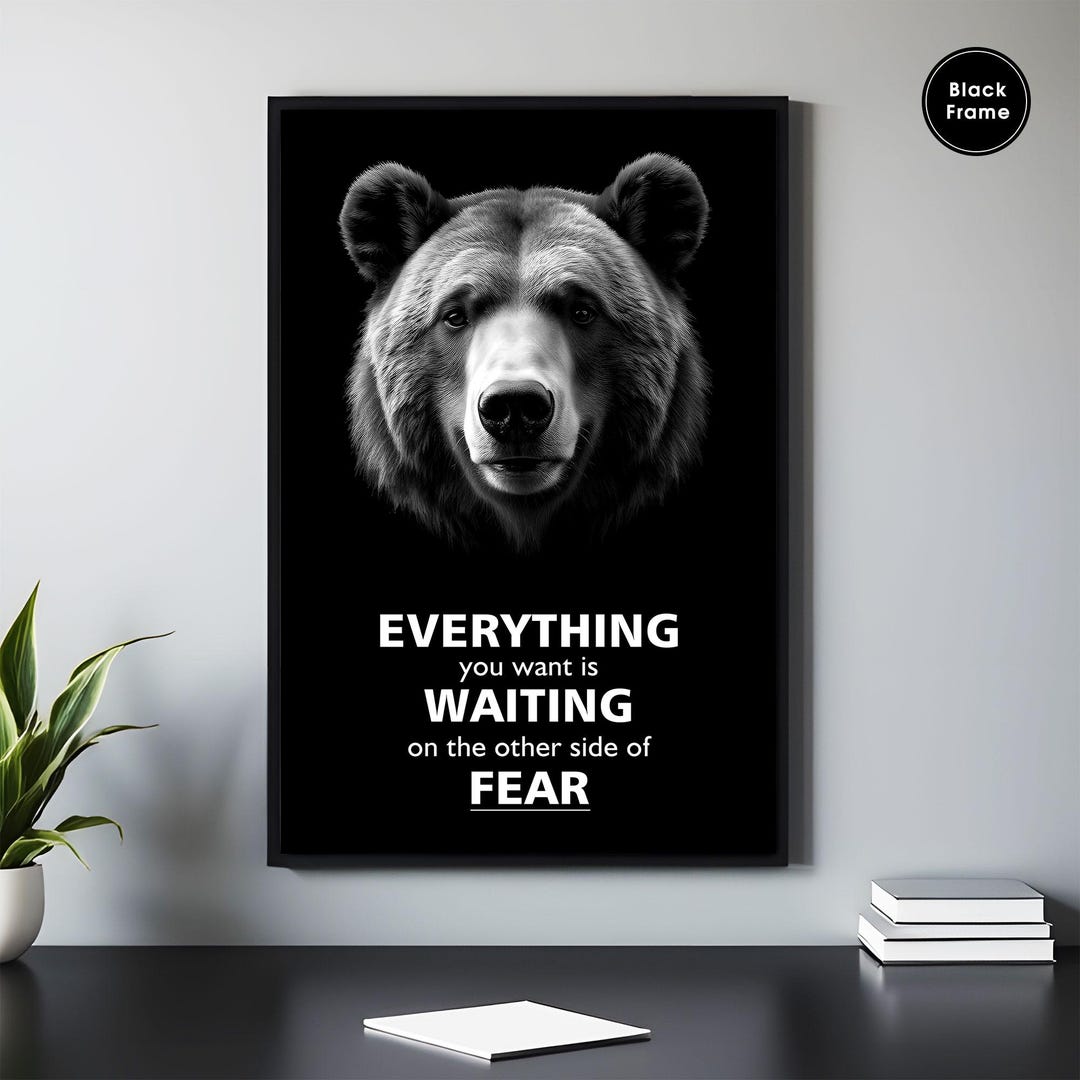 Grizzly Bear Motivational Poster, Office Wall Art - Etsy
