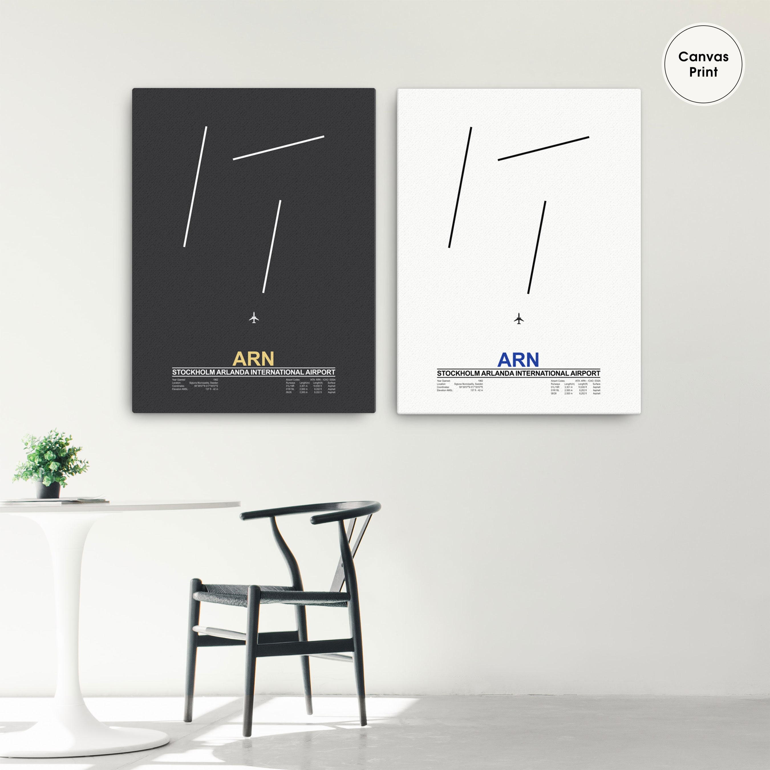 Stockholm Arlanda Intl. Airport, ARN, Airport Map Art, Airport Code Art ...