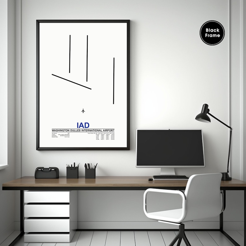 Dulles International Airport, IAD, Airport Map Art, Airport Code Art ...