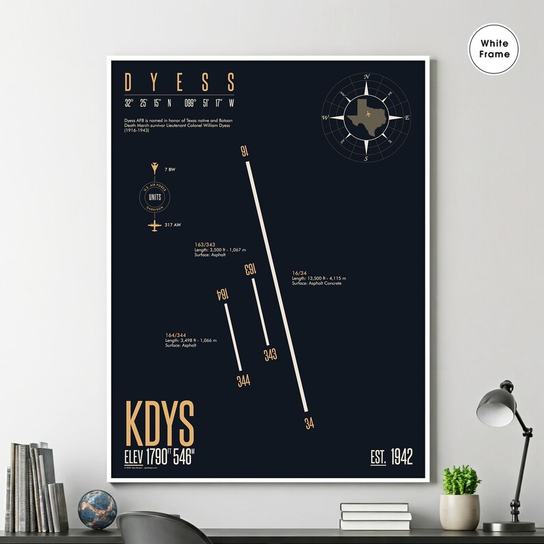 Dyess Air Force Base (KDYS), Military Airfield, Military Runway Print ...