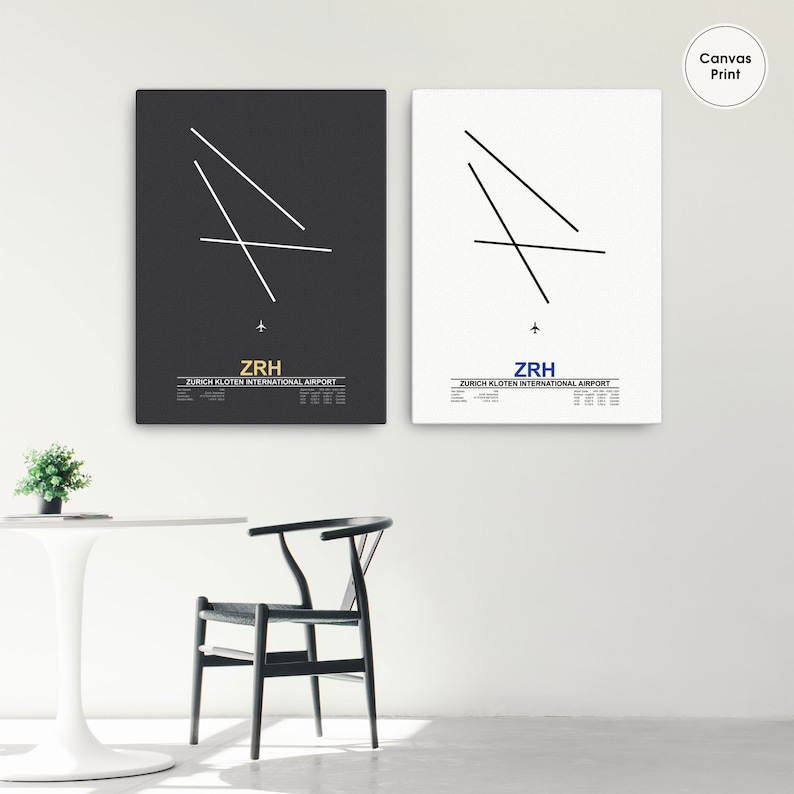 Zurich Airport Map Art Print, ZRH Airport Code - Etsy