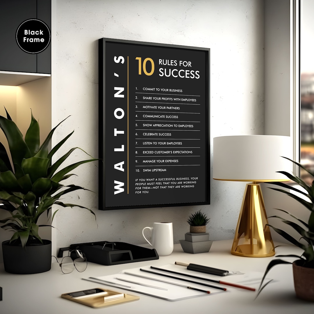 Sam Walton, 10 Rules for Success, Motivation Wall Art, Office Decor, Office Wall Decor, Office ...