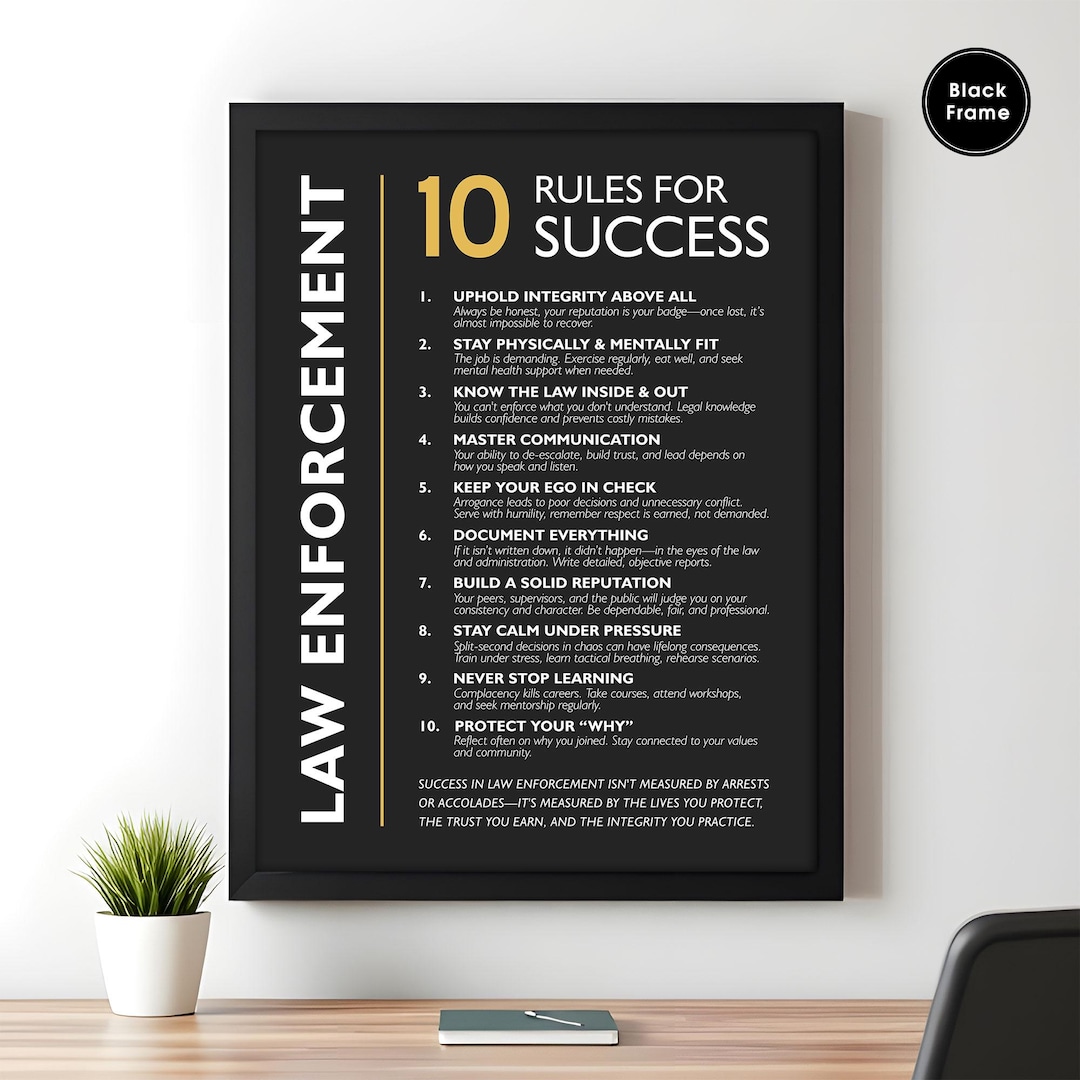 Law Enforcement Rules for Success Motivational Poster, Police Office ...