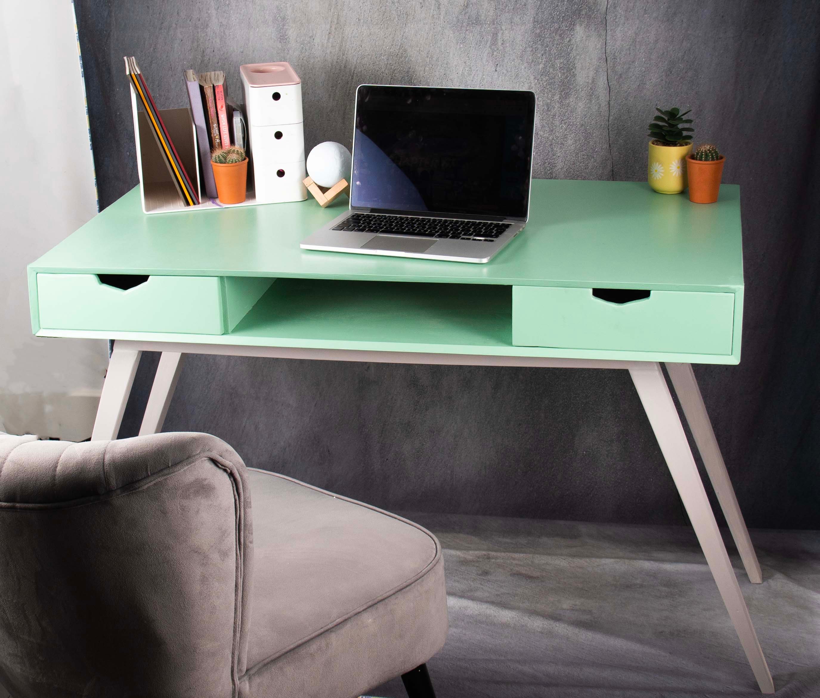Modern Green Mid Century Desk With Drawers - Etsy