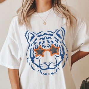 Comfort Colors Retro Blue and Orange Tigers Shirt Tigers Tee Tigers ...