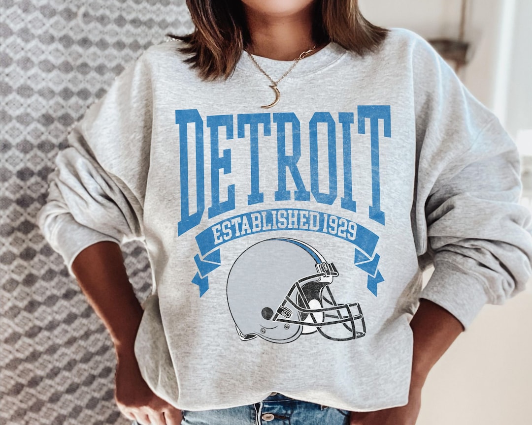 Vintage Style Detroit Football Sweatshirt, Unisex Detroit Crewneck ...