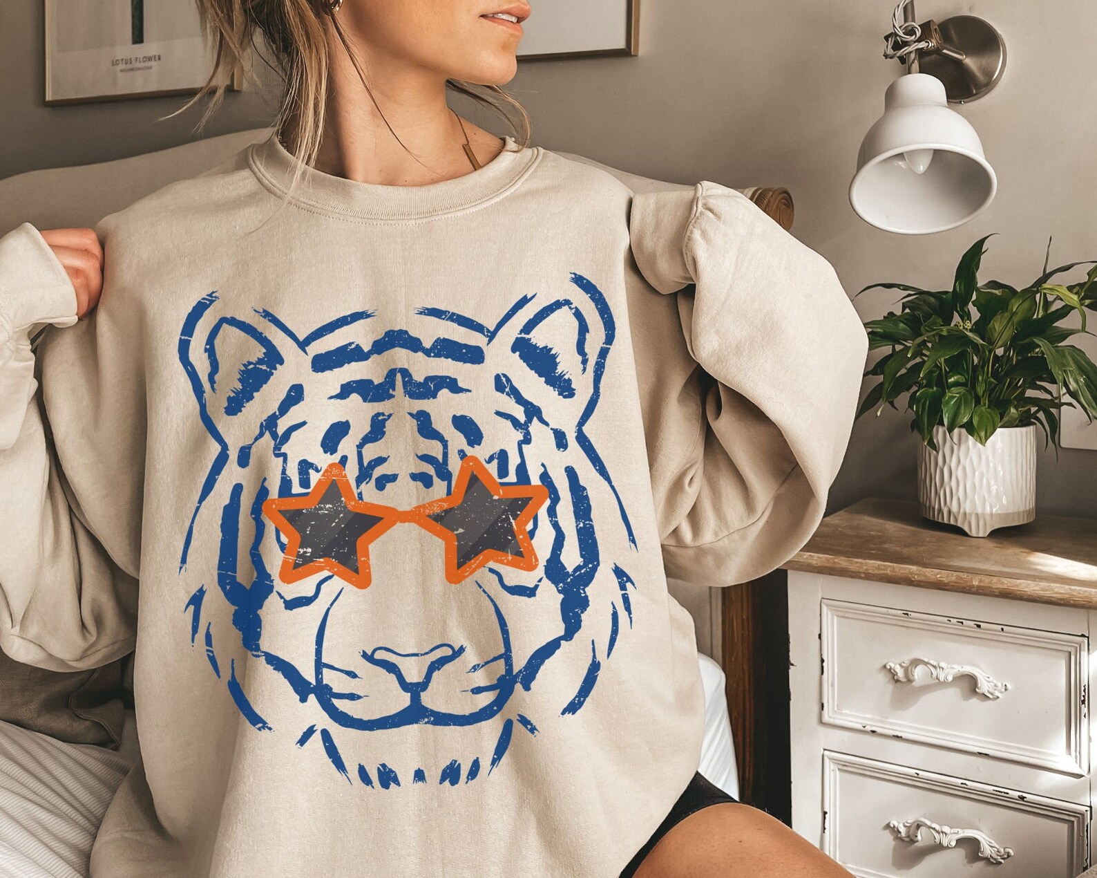 Retro Blue and Orange Tigers Sweatshirt Tigers Crewneck Tigers - Etsy