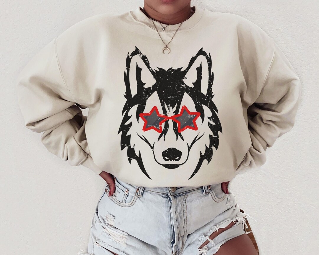 Retro Wolf Sweatshirt, Wolf Sweatshirt, Wolf Mascot Shirt, Red and ...