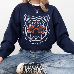 Retro Blue and Orange Tigers Sweatshirt Tigers Crewneck Tigers Baseball Game Day Apparel Tigers ...