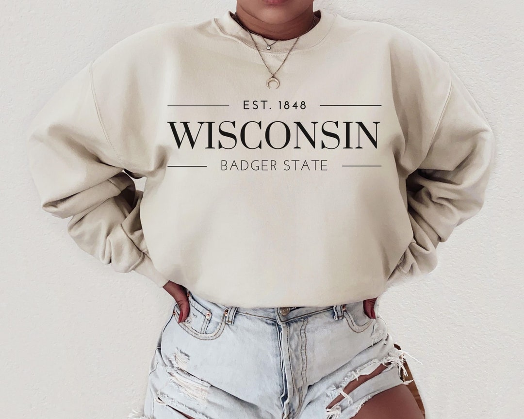 Minimalist State of Wisconsin Sweatshirt Wisconsin Crewneck Badger ...