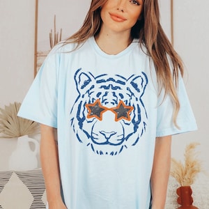 Comfort Colors Retro Blue and Orange Tigers Shirt Tigers Tee Tigers ...