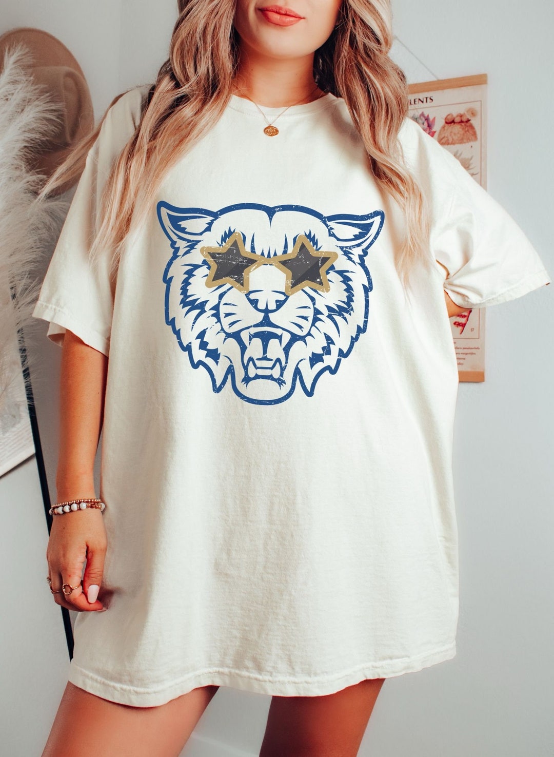 Comfort Colors Bobcats Shirt, Blue and Gold Bobcat Mascot Tee - Etsy