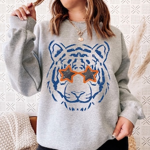 Retro Blue and Orange Tigers Sweatshirt Tigers Crewneck Tigers Baseball Game Day Apparel Tigers ...