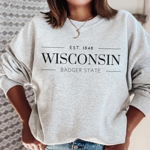 Minimalist State of Wisconsin Sweatshirt Wisconsin Crewneck Badger ...