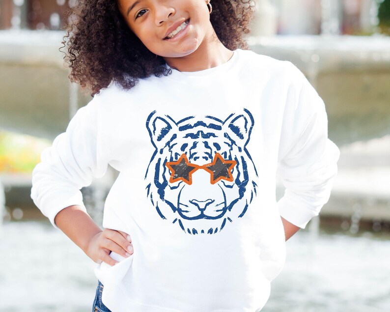 Kids Retro Blue and Orange Tigers Sweatshirt - Etsy